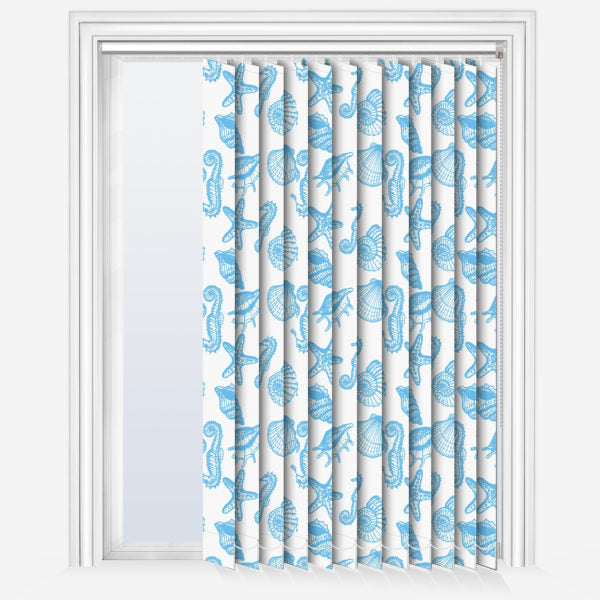 Blue Sea Shells Blackout Vertical Blind – Blinds4value.co.uk
