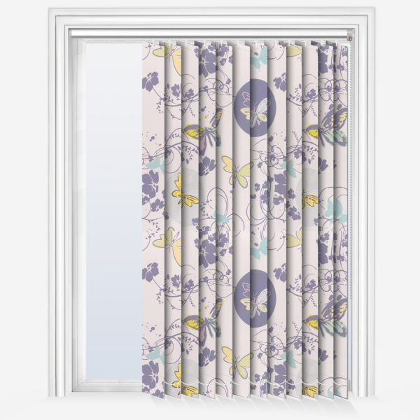 White Swirling Flowers Vertical Blind – Blinds4value.co.uk